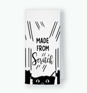 qodung made from scratch funny scratching cat soft kitchen towels dishcloths 16x24 inch,black cat drying cloth hand towels tea towels for kitchen,cat lover gifts