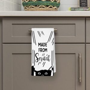 QODUNG Made from Scratch Funny Scratching Cat Soft Kitchen Towels Dishcloths 16x24 Inch,Black Cat Drying Cloth Hand Towels Tea Towels for Kitchen,Cat Lover Gifts