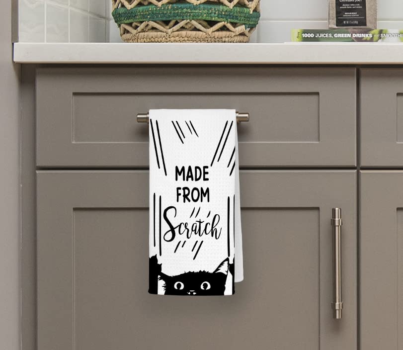 QODUNG Made from Scratch Funny Scratching Cat Soft Kitchen Towels Dishcloths 16x24 Inch,Black Cat Drying Cloth Hand Towels Tea Towels for Kitchen,Cat Lover Gifts