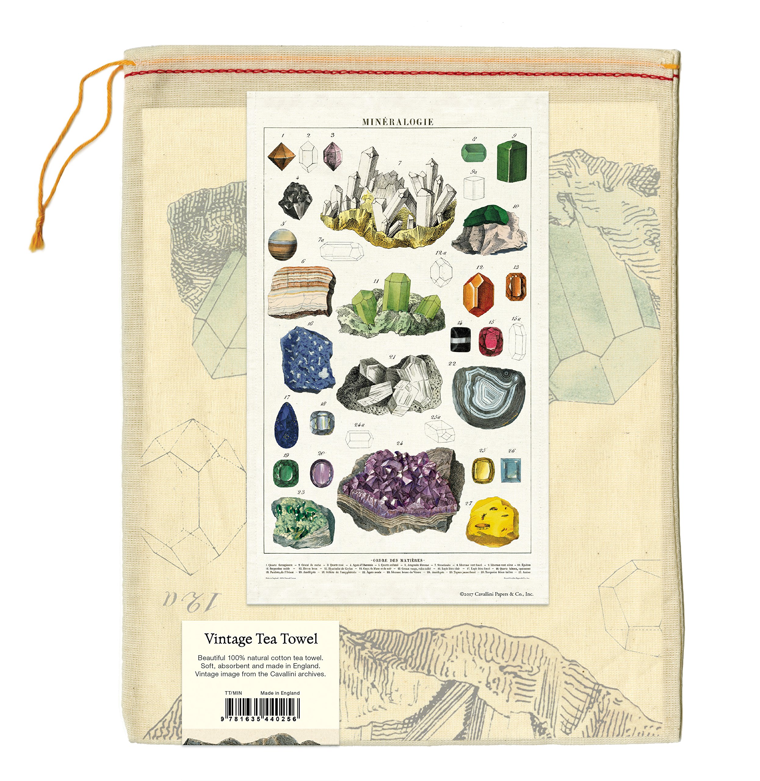 Cavallini Papers & Co Cavallini Vintage Mineralogy Cotton Tea Towel