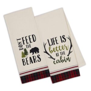 design imports dii cabin rules embellished dishtowels set of 2