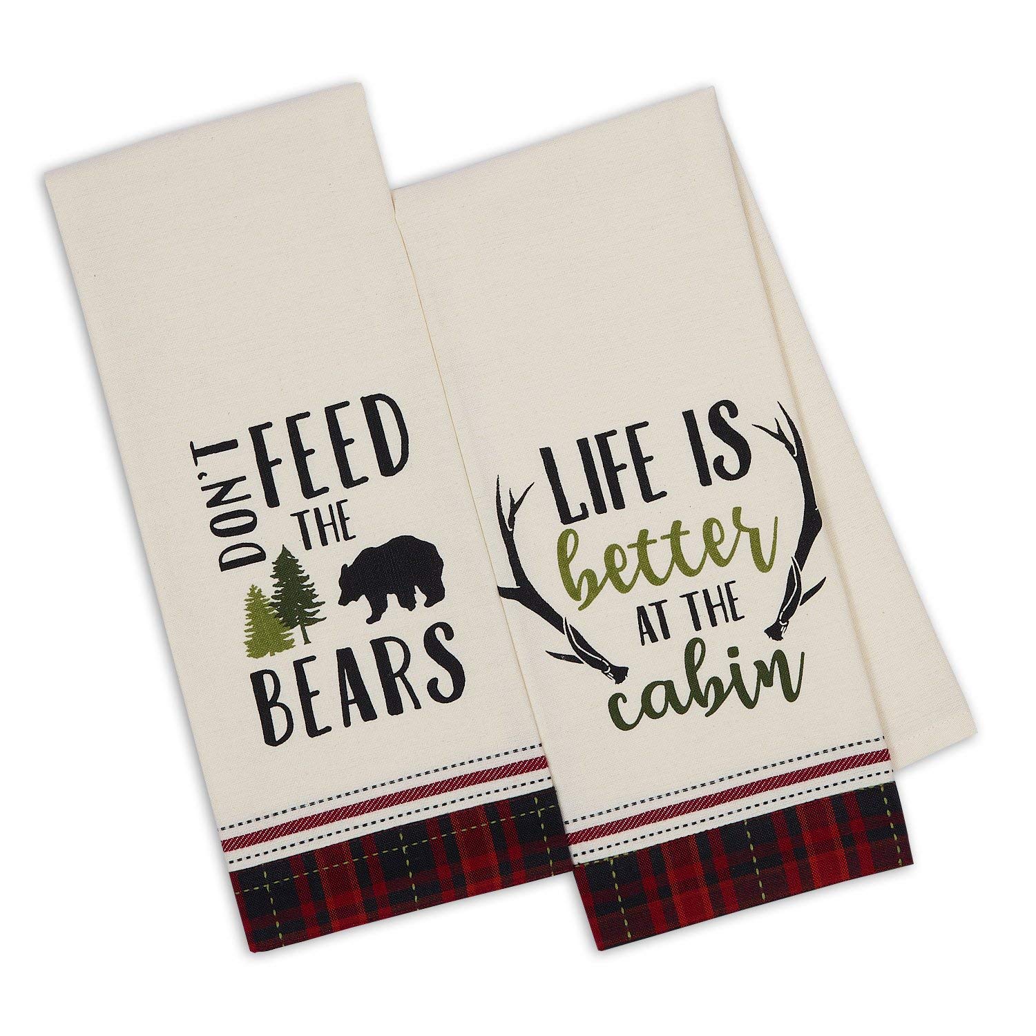 Design Imports DII Cabin Rules Embellished Dishtowels Set of 2