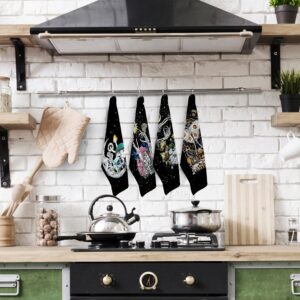 kunlisa Gothic Kitchen,Gothic Kitchen Decor,Kitchen Towels Decorative Set 16×24 Inches Set of 4,Gothic Tea Set,Witchy Home Decor,Witchy Kitchen Decor,Kitchen Dish Cloths,Witchy Gifts