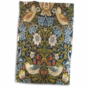 3d rose william morris strawberry thief pattern hand towel, 15" x 22", multicolor