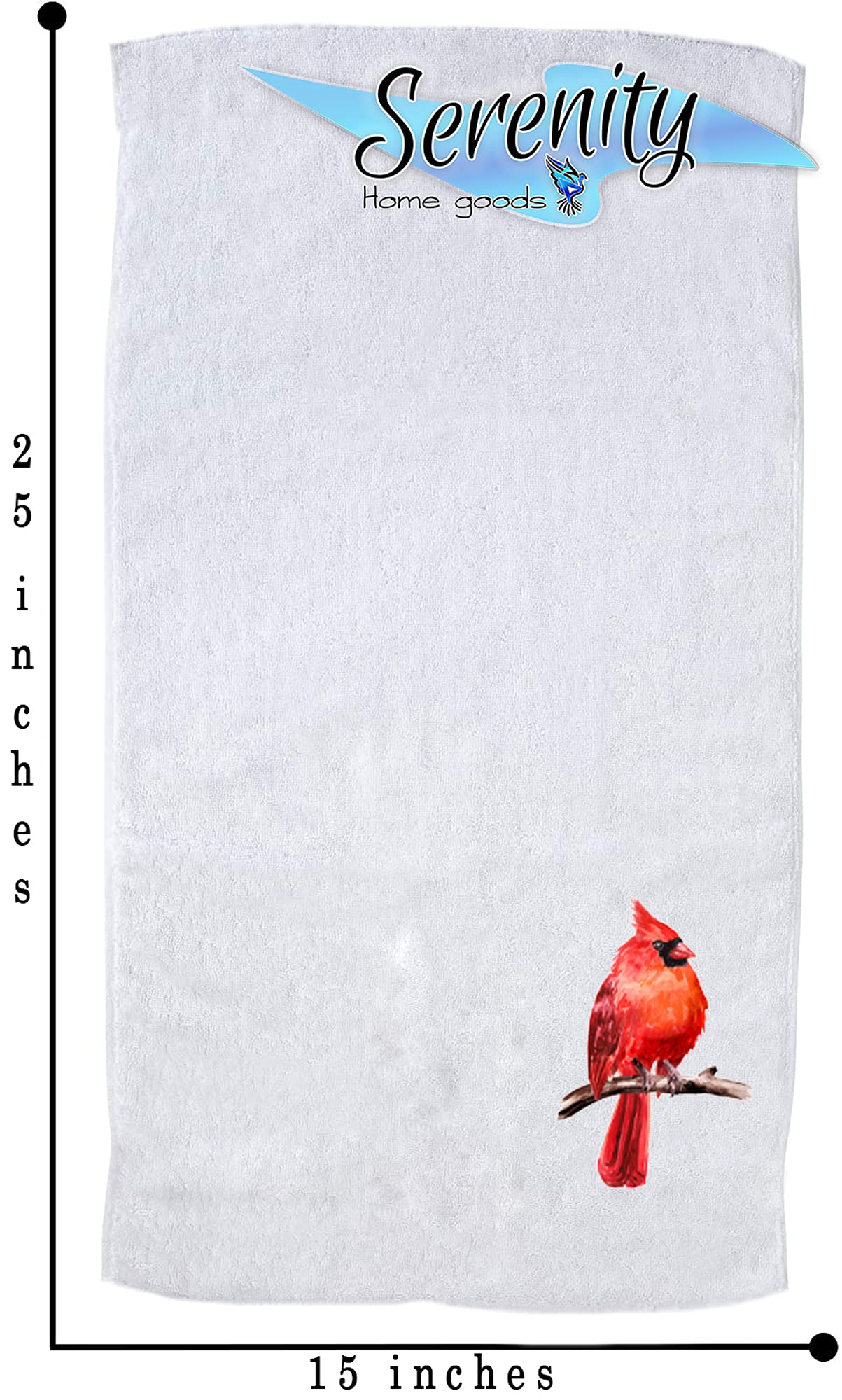 Christmas Decor | Decorative Kitchen and Bath Hand Towels | It's To A Lot | Winter Novelty | White Towel Home Holiday Decorations | Gift Present (Cardinal)