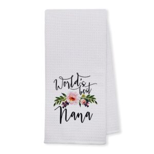 uinhmop 16''x24'' world’s best nana floral soft and absorbent kitchen towels dishcloths hand towels,grandma appreciation decorative dish towels for kitchen,grandma nana birthday