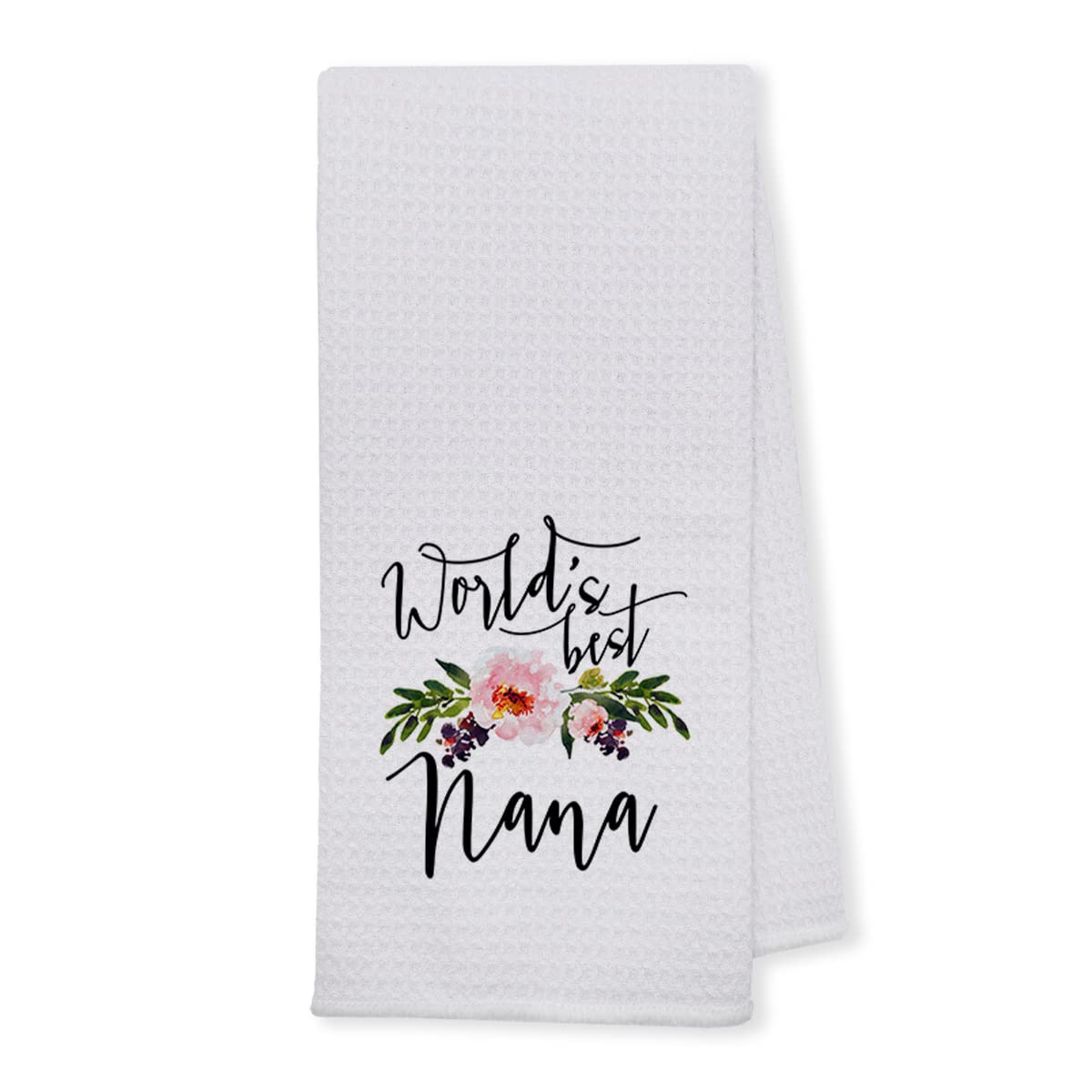 UINHMOP 16''x24'' World’s Best Nana Floral Soft and Absorbent Kitchen Towels Dishcloths Hand Towels,Grandma Appreciation Decorative Dish Towels for Kitchen,Grandma Nana Birthday