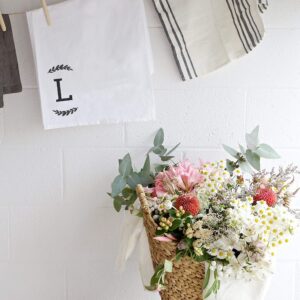 The Cotton & Canvas Co. Personalized Single Monogram Initial L Soft Absorbent Kitchen Tea Towel, Flour Sack Towel, Dish Cloth