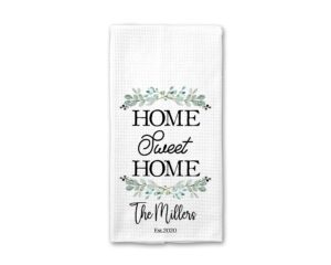 personalized name home sweet home waffle towel