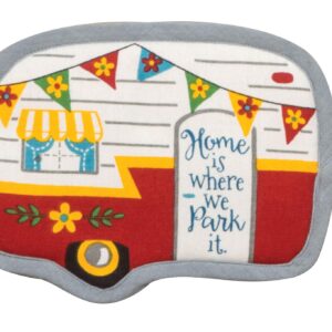 4 Piece Home Is Where We Park It Happy Camper Kitchen Towel Bundle, 2 Towels and 2 Potholders