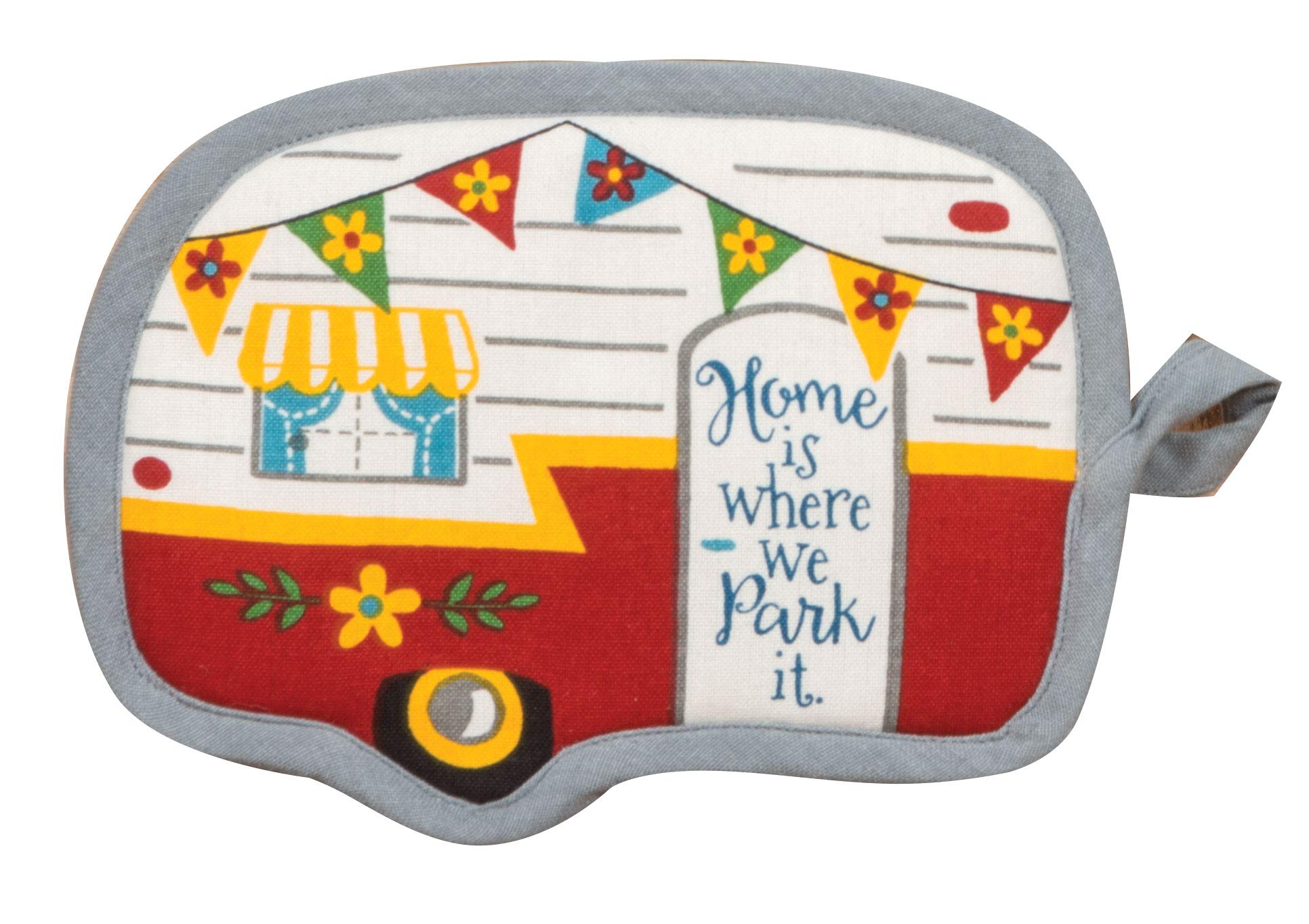 4 Piece Home Is Where We Park It Happy Camper Kitchen Towel Bundle, 2 Towels and 2 Potholders