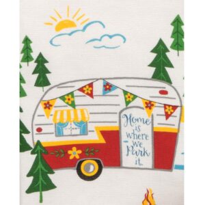 4 Piece Home Is Where We Park It Happy Camper Kitchen Towel Bundle, 2 Towels and 2 Potholders