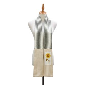 demdaco sunflower yellow grey and white stripe 68 inch 100% cotton dish towel boa