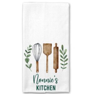 DiandDesignGift Nonnie's Kitchen Towel - Tea Towel Kitchen Decor - Nonnie's Kitchen Soft and Absorbent Kitchen Tea Towel - Decorations House Towel - Kitchen Dish Towel Nonnie's Birthday Gift