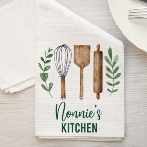 DiandDesignGift Nonnie's Kitchen Towel - Tea Towel Kitchen Decor - Nonnie's Kitchen Soft and Absorbent Kitchen Tea Towel - Decorations House Towel - Kitchen Dish Towel Nonnie's Birthday Gift