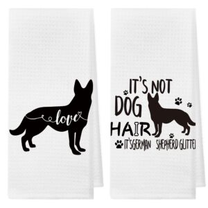 it's not dog hair it's german shepherd glitter absorbent kitchen towels and dishcloths 16×24 inches set of 2,dog silhouette hand towel dish towel tea towel for kitchen bathroom decor,dog lovers gifts