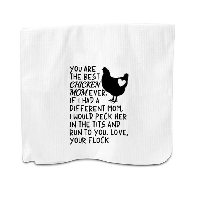 PXTIDY Funny Chicken Kitchen Towel Chicken Lady Towel Sweet Housewarming Gift New Home Tea Towel Decorative Waffle Dish Towel