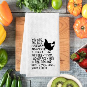 PXTIDY Funny Chicken Kitchen Towel Chicken Lady Towel Sweet Housewarming Gift New Home Tea Towel Decorative Waffle Dish Towel