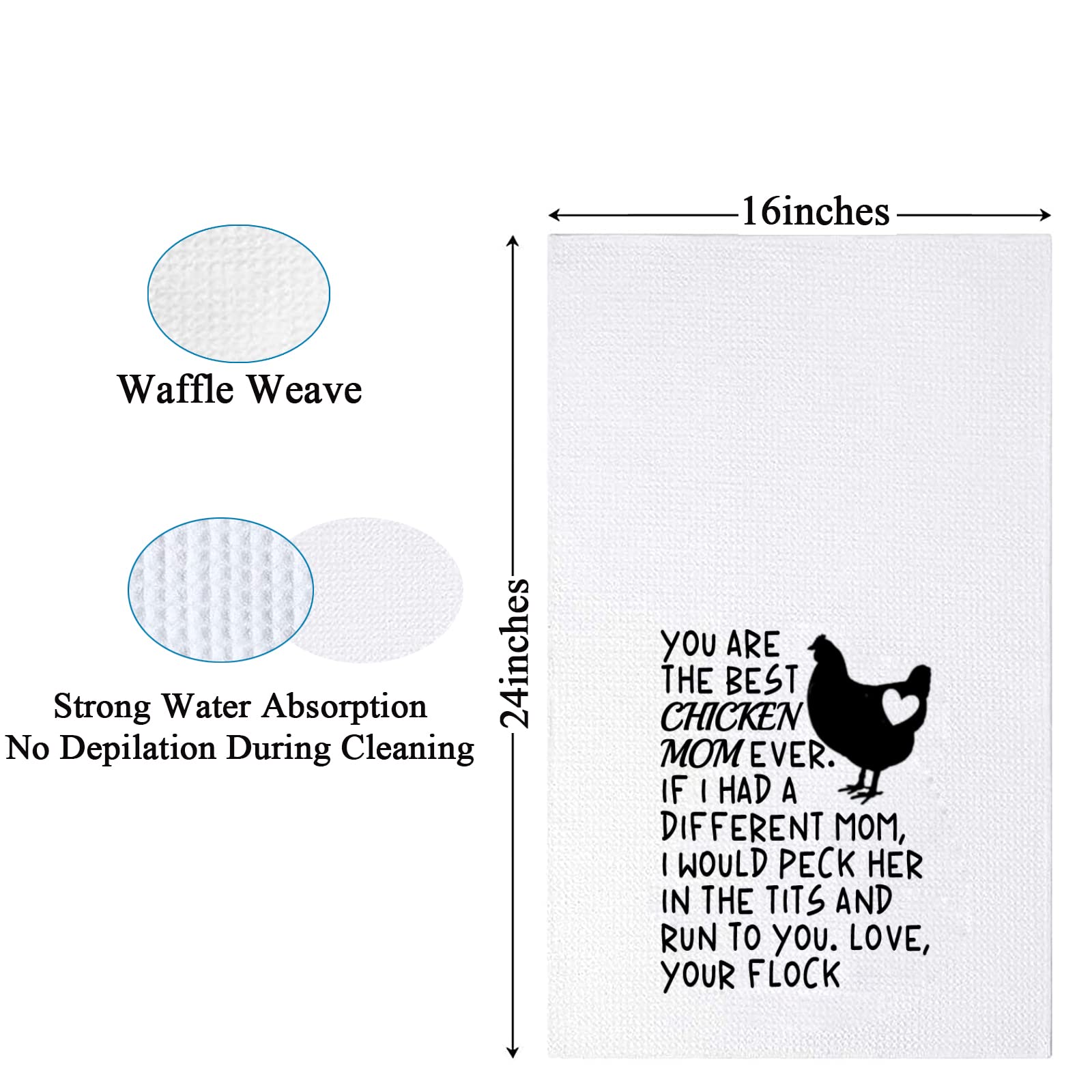 PXTIDY Funny Chicken Kitchen Towel Chicken Lady Towel Sweet Housewarming Gift New Home Tea Towel Decorative Waffle Dish Towel