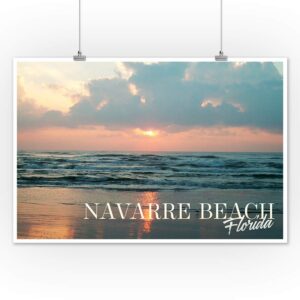 Lantern Press Navarre Beach, Florida, Ocean at Dawn (12x18 Art Print, Travel Poster Wall Decor)