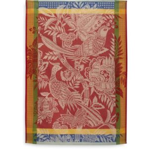 sur la table birds of paradise kitchen towel, red