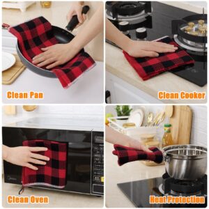 homing Kitchen Towels & Dish Cloths Set, 10 Pack, Super Soft, Absorbent, Quick Dry, 13" x 28" & 12" x 12", Red Black