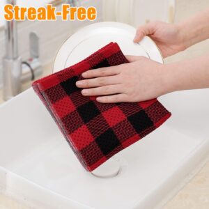 homing Kitchen Towels & Dish Cloths Set, 10 Pack, Super Soft, Absorbent, Quick Dry, 13" x 28" & 12" x 12", Red Black