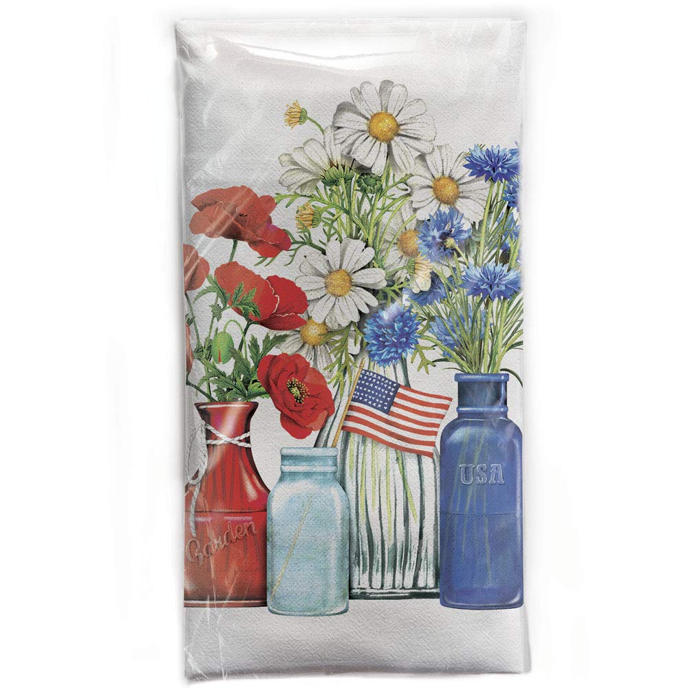 Mary Lake-Thompson Patriotic Flowers Cotton Flour Sack Kitchen Towel