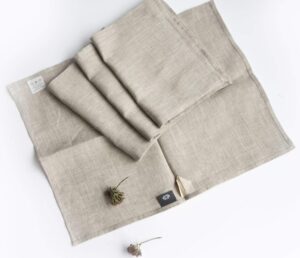 pure 100% linen flax washcloths - 4-pack natural linen dish towels and dish cloths set - tea towel cloth napkins - small hand towels for kitchen