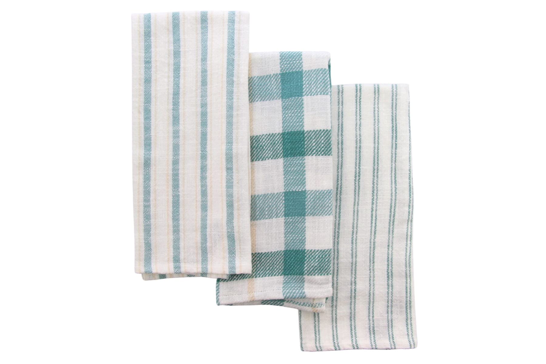 ASDJLK Cuisinart Oversized Kitchen Towels, Set of 3 - Slub Weave Cotton Fabric is Soft, Lightweight, & Quick Drying to Handle Cleaning, Wiping, & Drying Needs, 18 x 28 inches Dish Towels, Teal/Tan