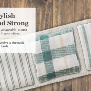 ASDJLK Cuisinart Oversized Kitchen Towels, Set of 3 - Slub Weave Cotton Fabric is Soft, Lightweight, & Quick Drying to Handle Cleaning, Wiping, & Drying Needs, 18 x 28 inches Dish Towels, Teal/Tan