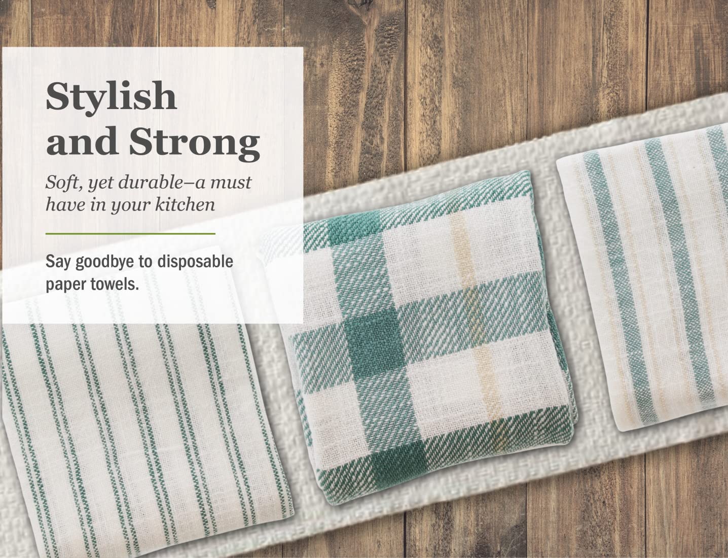 ASDJLK Cuisinart Oversized Kitchen Towels, Set of 3 - Slub Weave Cotton Fabric is Soft, Lightweight, & Quick Drying to Handle Cleaning, Wiping, & Drying Needs, 18 x 28 inches Dish Towels, Teal/Tan