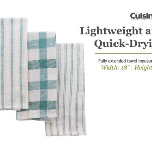 ASDJLK Cuisinart Oversized Kitchen Towels, Set of 3 - Slub Weave Cotton Fabric is Soft, Lightweight, & Quick Drying to Handle Cleaning, Wiping, & Drying Needs, 18 x 28 inches Dish Towels, Teal/Tan