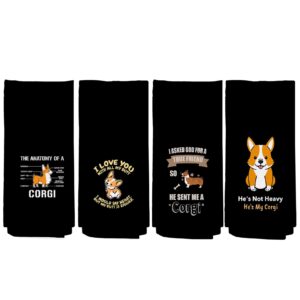 negiga cute cartoon corgi dish cloths towels 24x16 inch set of 4,funny corgi stuff decor decorative dish hand towels for dorm kitchen,corgi lover gifts for women,housewarming gifts