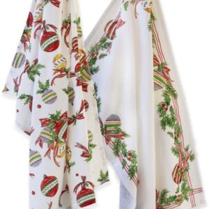 Boston International Cotton Kitchen Dishcloth Tea Towels, Set of 2, 28 x 18-Inches, Christmas Bells