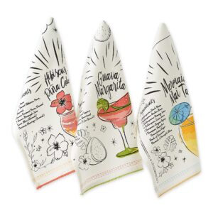 dii summer basics kitchen collection tropical dishtowel set, 18x28, recipe trio