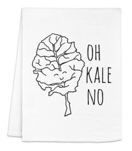 funny dish towel, oh kale no, flour sack kitchen towel, sweet housewarming gift, farmhouse kitchen decor, white or gray (white)