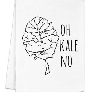 Funny Dish Towel, Oh Kale No, Flour Sack Kitchen Towel, Sweet Housewarming Gift, Farmhouse Kitchen Decor, White or Gray (White)