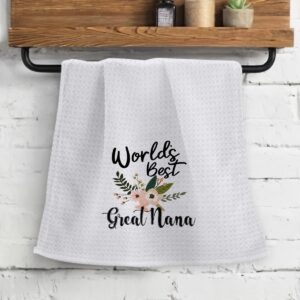 OHSUL World's Best Great Nana Floral Highly Absorbent Kitchen Towels Dish Towels Dishcloth,Great Grandma Hand Towels Tea Towel for Bathroom Kitchen Decor,Great Grandma Birthday Gift