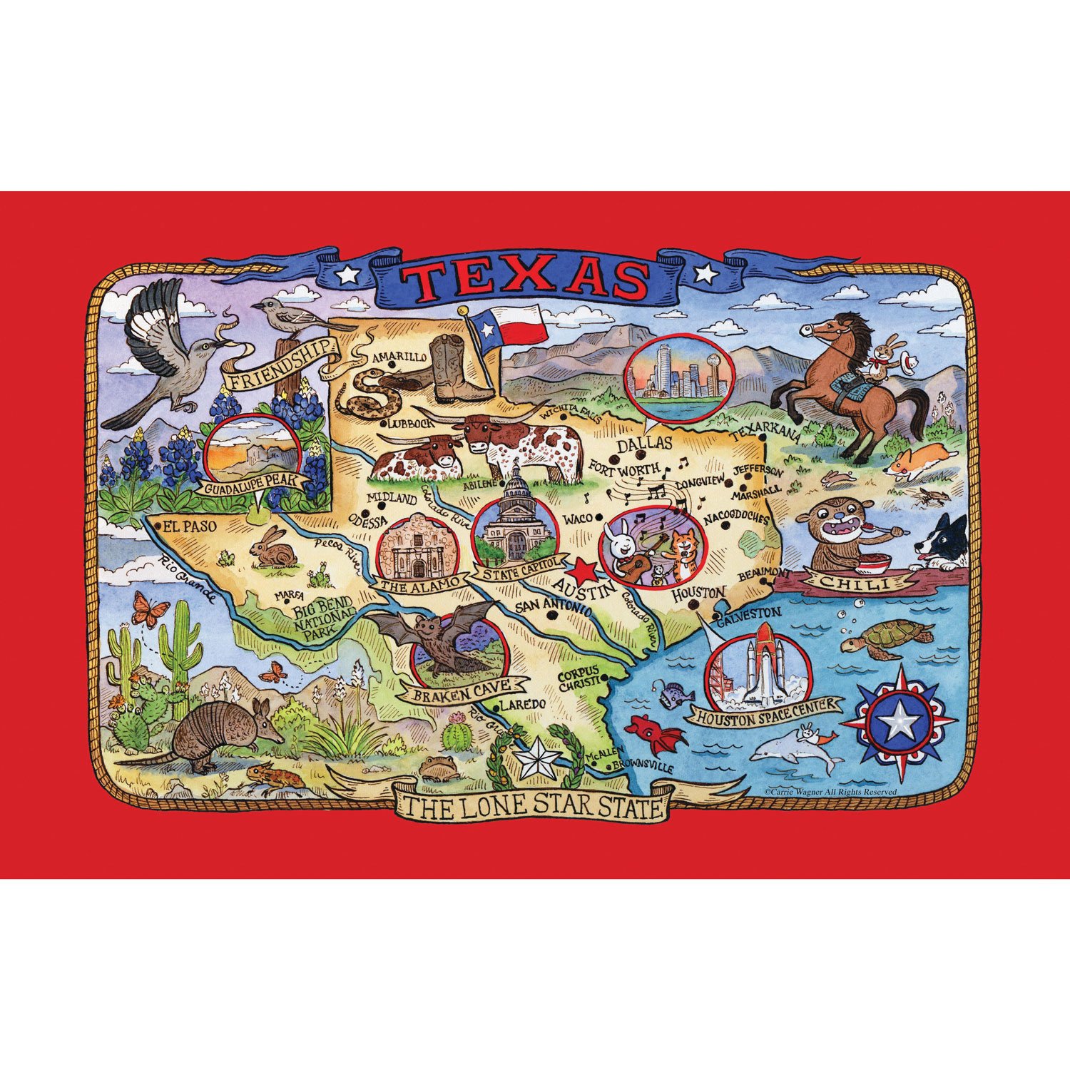 Kay Dee Designs F2167 Adventure Destinations Poster Style Tea Towel, Texas