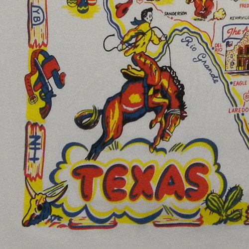 Tablecraft Products Co. Texas State Map Souvenir Dish Towel,22 inches square