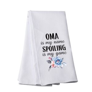 pwhaoo grandma oma kitchen towel oma is my name spoiling is my game kitchen towel oma kitchen dish towel (spoiling oma towel)