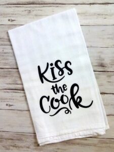 funny flour sack kitchen towel - kiss the cook