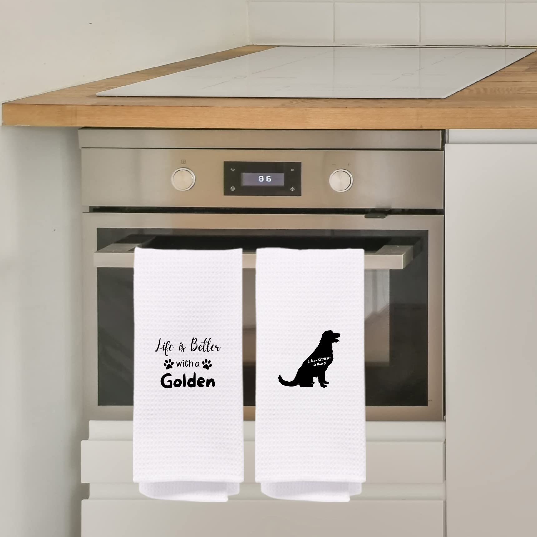 NEGIGA Funny Golden Retriever Dish Cloths Towels 24x16 Inch Set of 4,Golden Retriever Lovers Decor Decorative Dish Hand Towels for Dorm Kitchen Bathroom,Dog Lover Gifts for Women,Housewarming Gifts