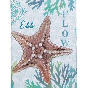 Bundle of 2 Sea Life Coastal Beach Dual Purpose Terry Kitchen Dish Towels, Starfish