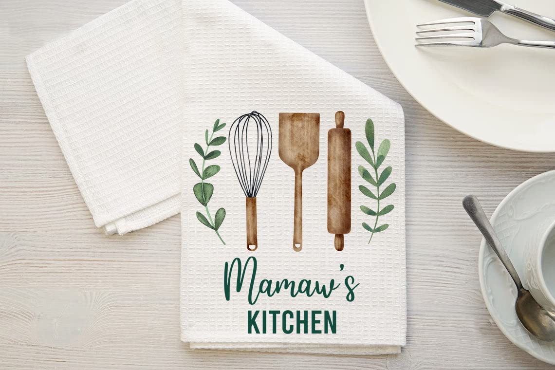 DiandDesignGift Mamaw's Kitchen Towel - Tea Towel Kitchen Decor - Mamaw's Kitchen Soft and Absorbent Kitchen Tea Towel - Decorations House Towel - Kitchen Dish Towel Mamaw's Birthday Gift