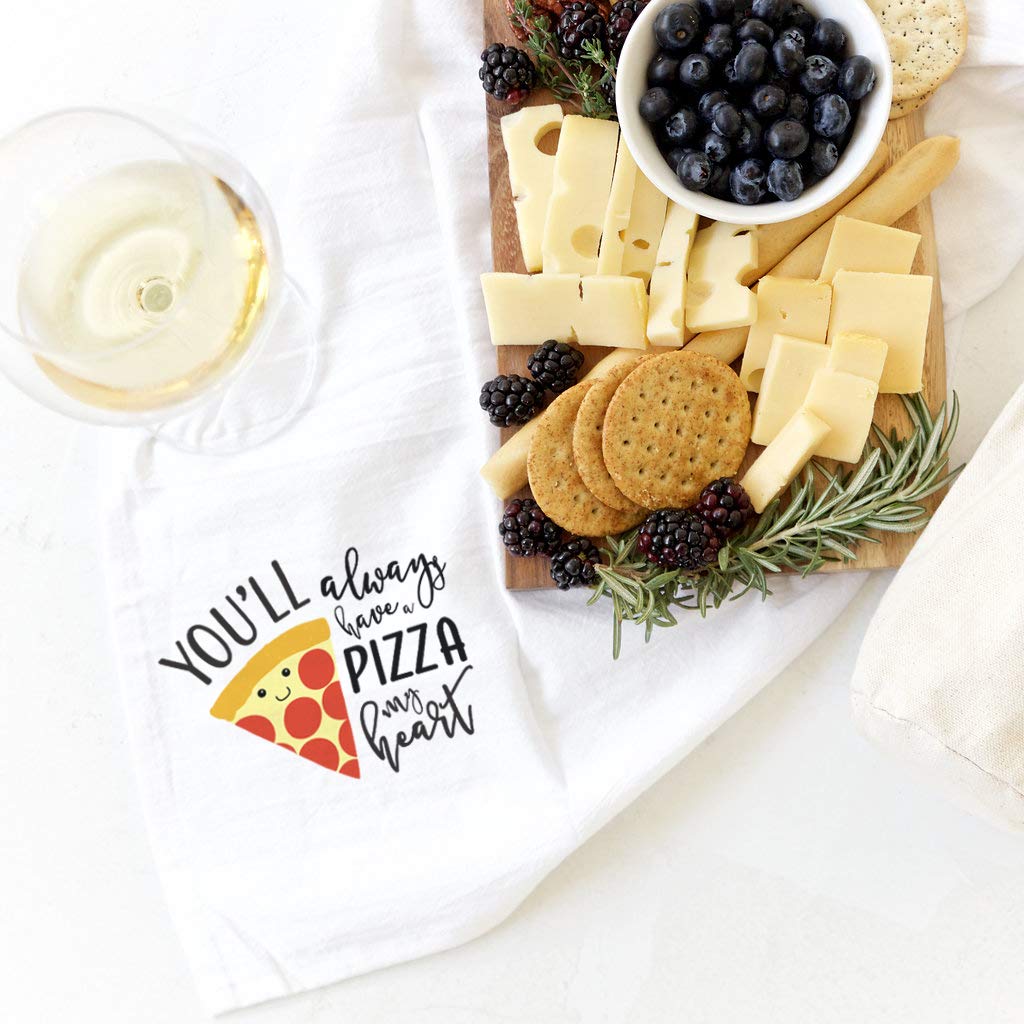 The Cotton & Canvas Co. You'll Always Have A Pizza My Heart Soft and Absorbent Kitchen Tea Towel, Flour Sack Towel and Dish Cloth