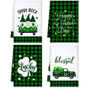 honoson st patrick's day dish towel kitchen towel absorbent fast drying cloth decorative shamrock gnomes tea towels decorative dishcloths for kitchen bathroom home, 16 x 24 inch(shamrock)