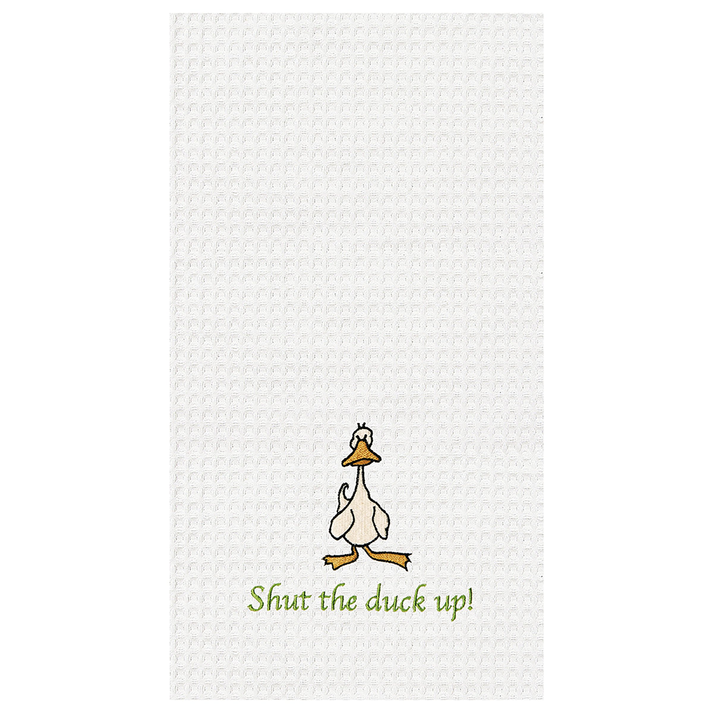 C&F Home Shut The Duck Up! Cotton Waffle Weave Kitchen Towel Decor Decoration 18" x 27" White