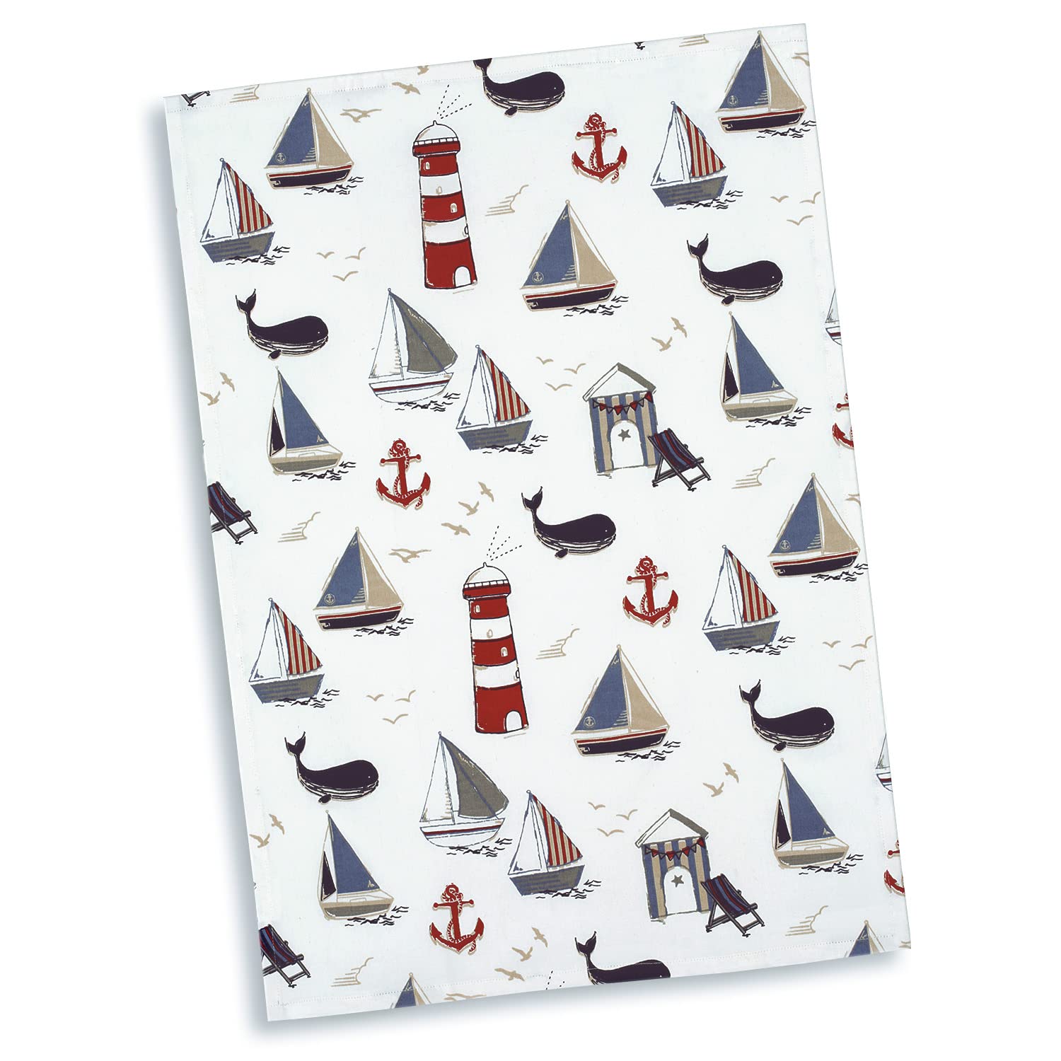 Cackleberry Home Nautical Ocean Kitchen Towels 100% Cotton, Set of 3